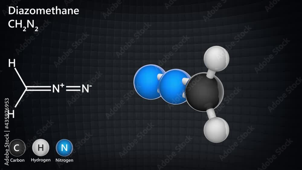 Molecular structure of Diazomethane. Other names: Azimethylene ...