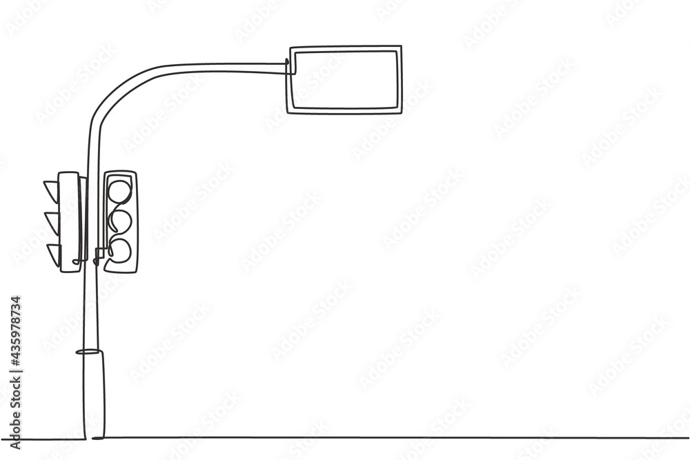 Single one line drawing of a traffic light that uses countdown time to ...