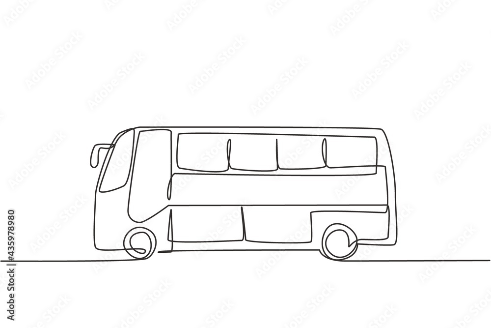 Single one line drawing of bus seen from the side that will serve ...