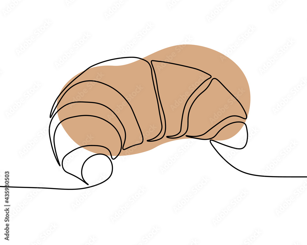 Continuous one line drawing of croissant. Contemporary vector ...
