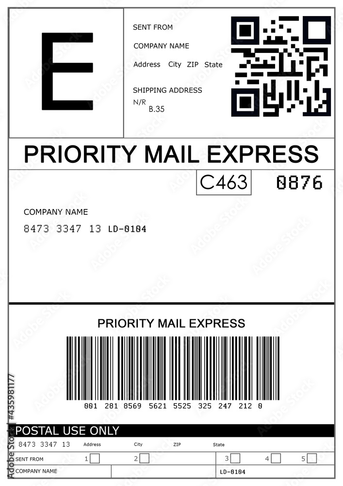 Label with data and barcode, illustration. Parcel delivery Stock ...