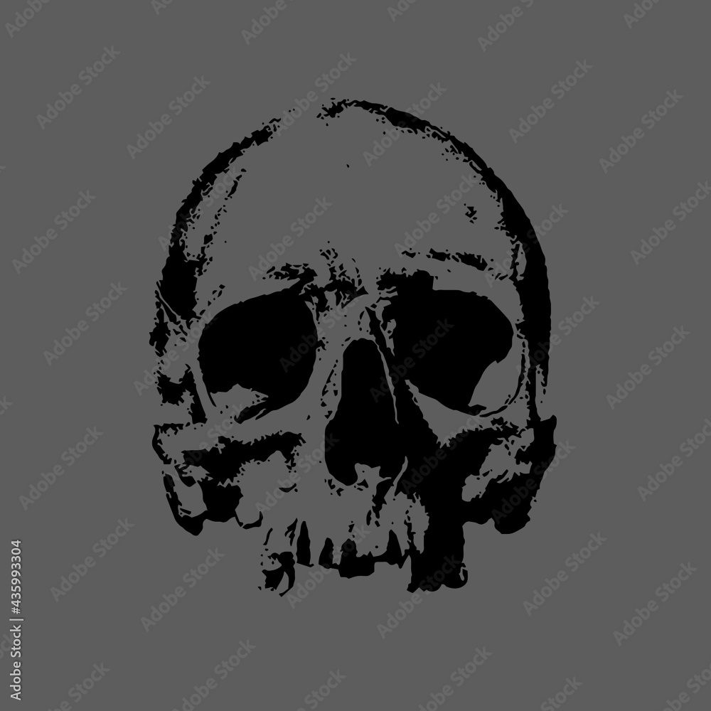 Realistic black skull vector. Skull T shirt design. Download it now ...