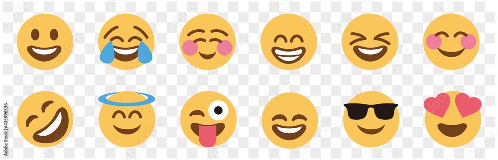 Basic face and hand emojis, emoticons, emotions flat vector ...