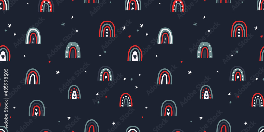 Lovely hand drawn patriotic seamless pattern, USA doodle background ...