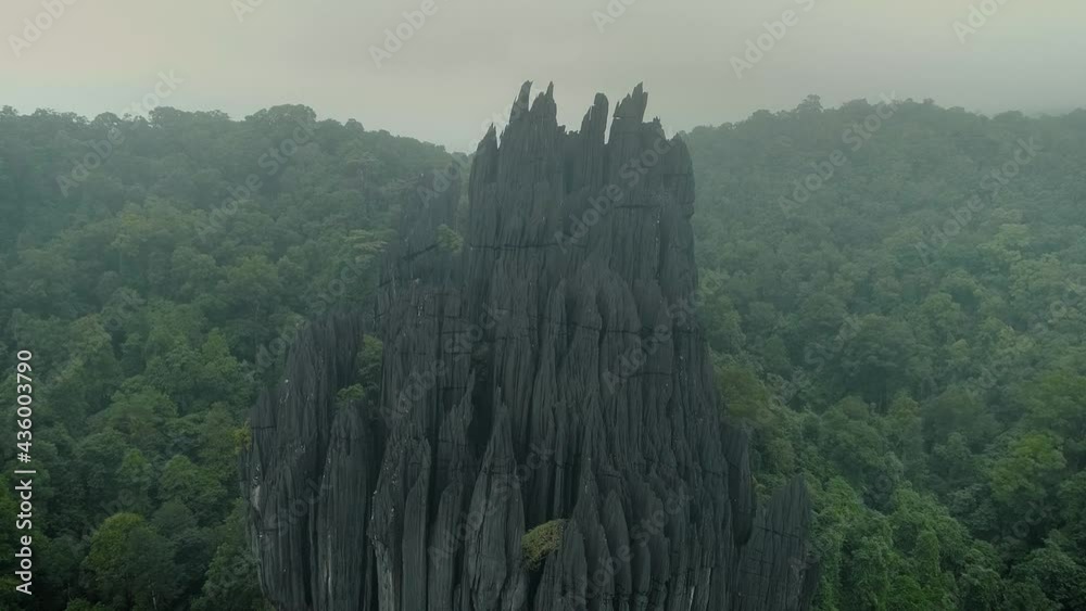 Huge rock monolith on the forests of Yana village, in Karnataka, India ...