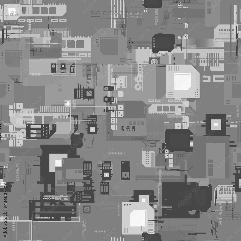 Seamless repeating pattern of height maps. Can be used for futuristic objects in 3D Stock ...