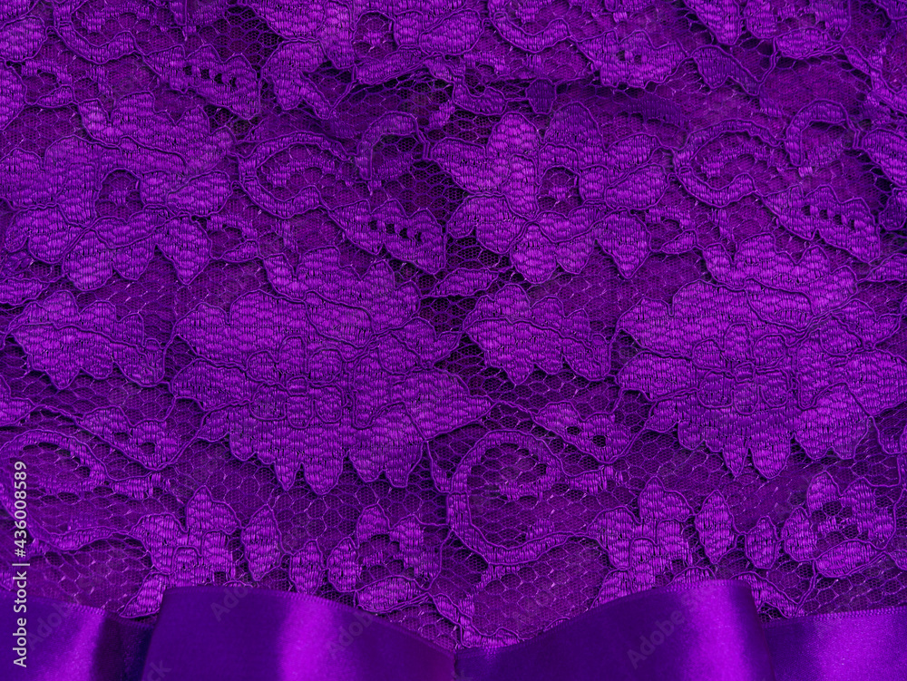 Purple lace fabric texture top view. Violet background. Fashion trendy ...