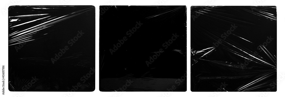 collection set of plastic wrap texture for overlay. wrinkled stretched ...