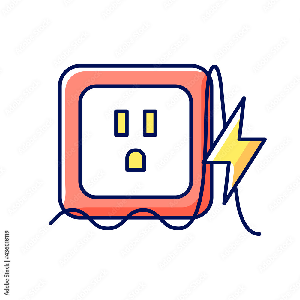 Power surge RGB color icon. Brief overvoltage spikes. Unexpected ...