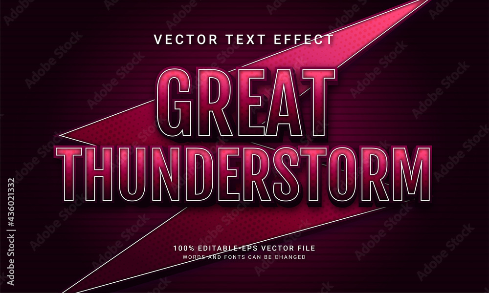 Thunderstorm 3d text style effect themed extreme weather Stock Vector ...