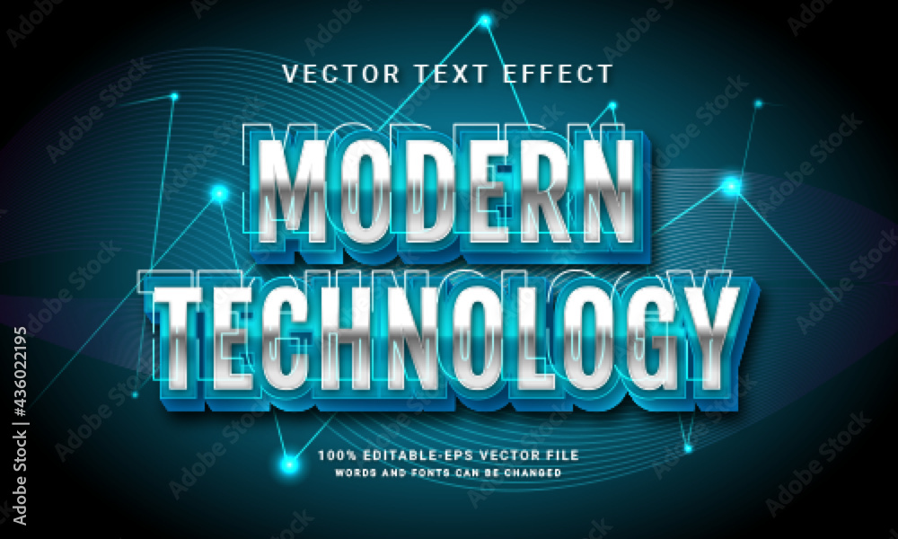 Modern technology 3d text style effect themed light syber Stock Vector ...
