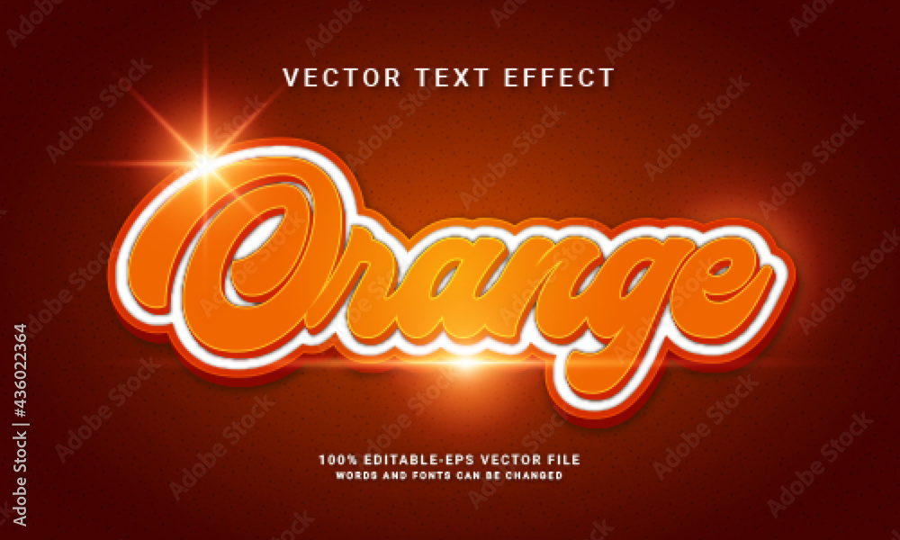Orange 3d text style effect themed modern orange product Stock Vector ...