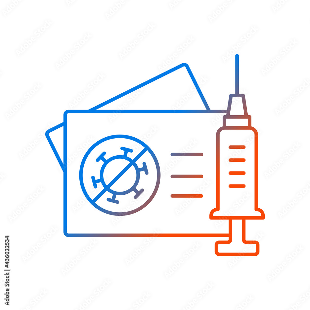 Vaccination card gradient linear vector icon. Covid immunization ...