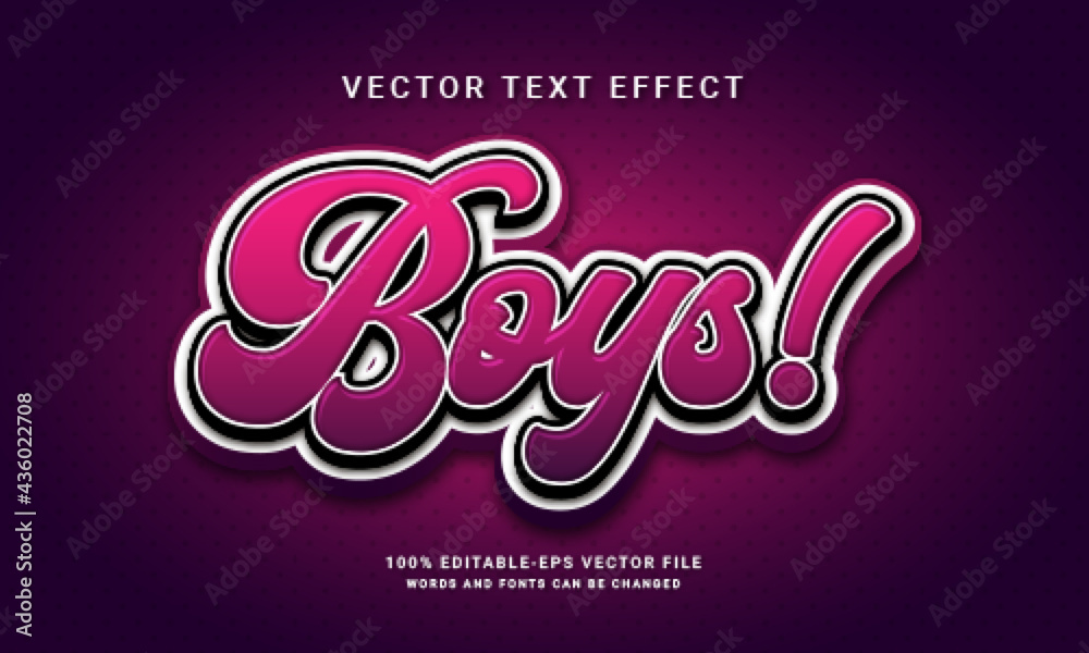 Boys 3d text style effect themed little kids Stock Vector | Adobe Stock