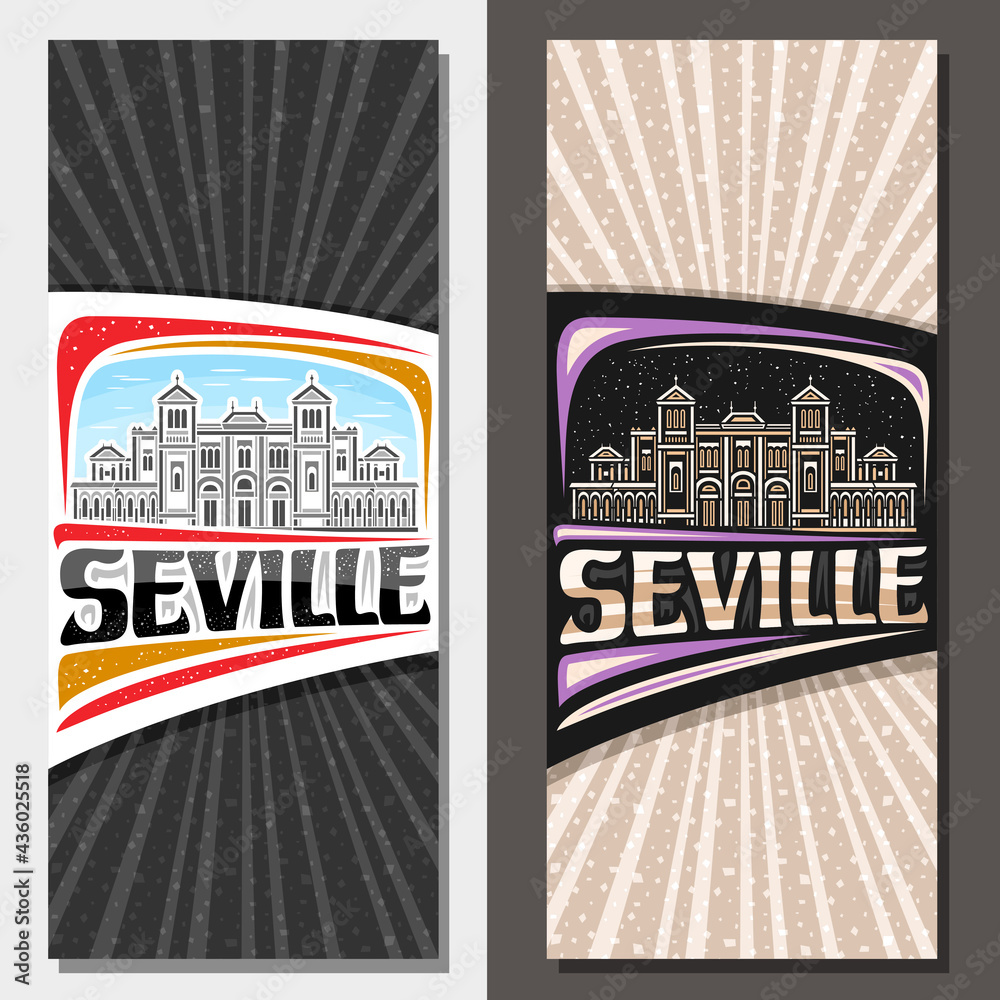 Vector vertical templates for Seville, decorative leaflet with line ...