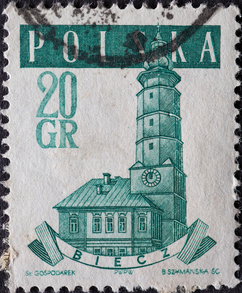POLAND-CIRCA 1958 : A post stamp printed in Poland showing the historic ...