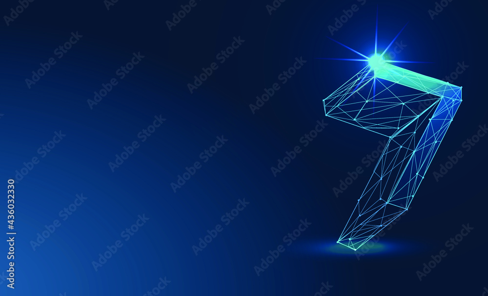 Number, 7; seven, seventh, Futuristic vector font typeface unique ...