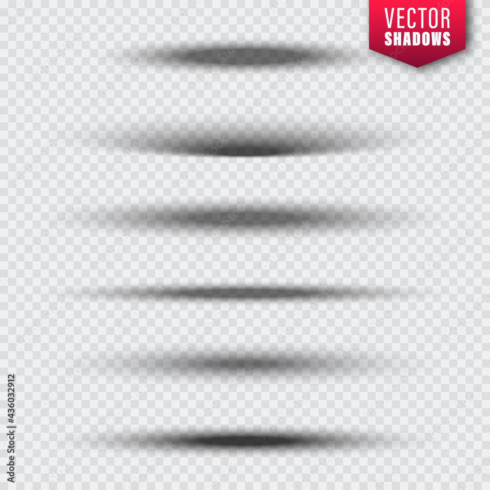Vector shadows collection on transparent background. Realistic shadow ...