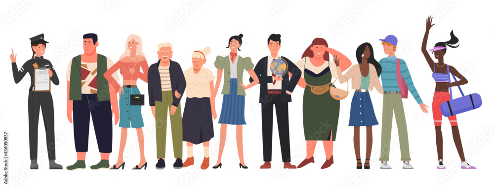 Cartoon People Standing In A Group