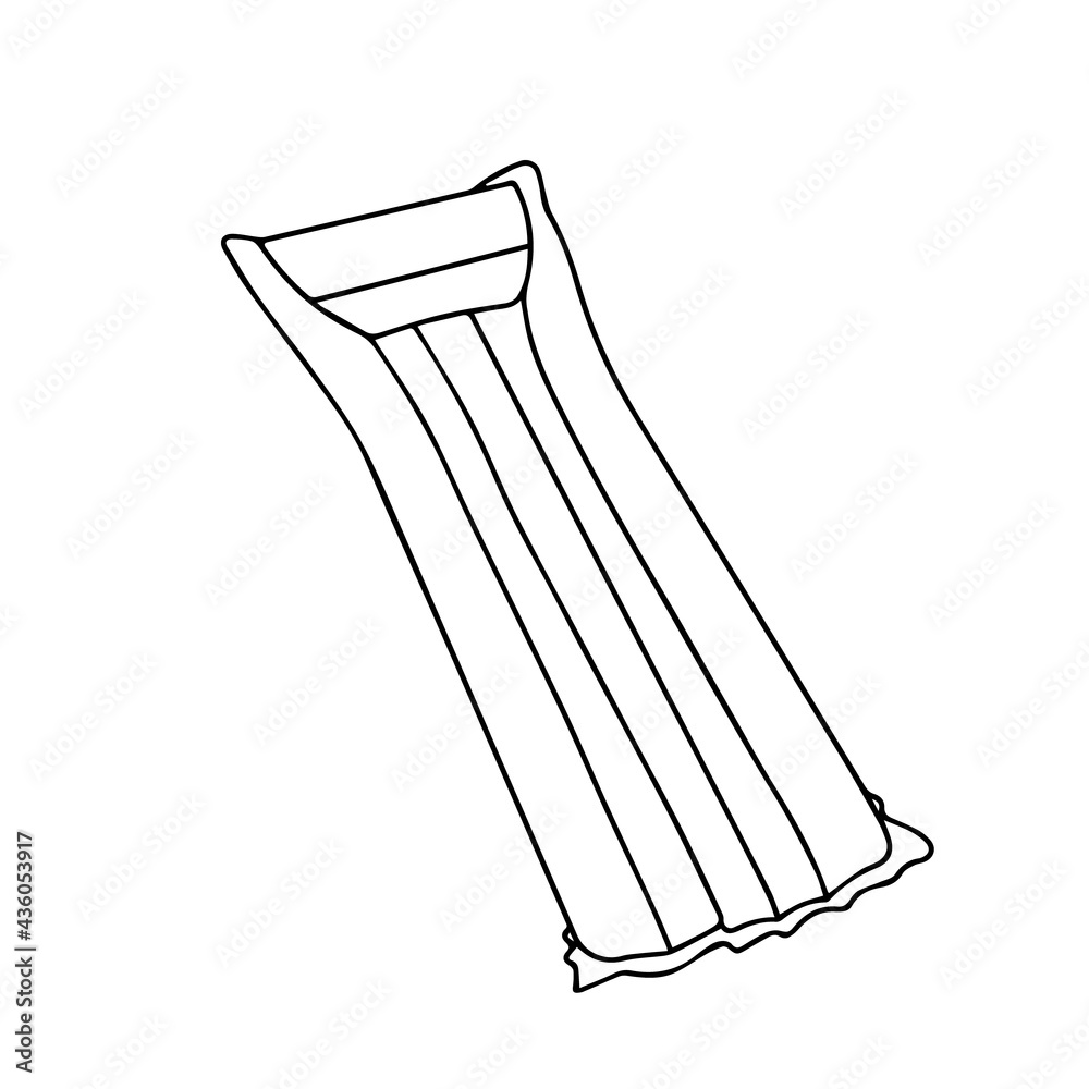 Doodle vector hand drawn isolated rubber inflatable mattress for ...