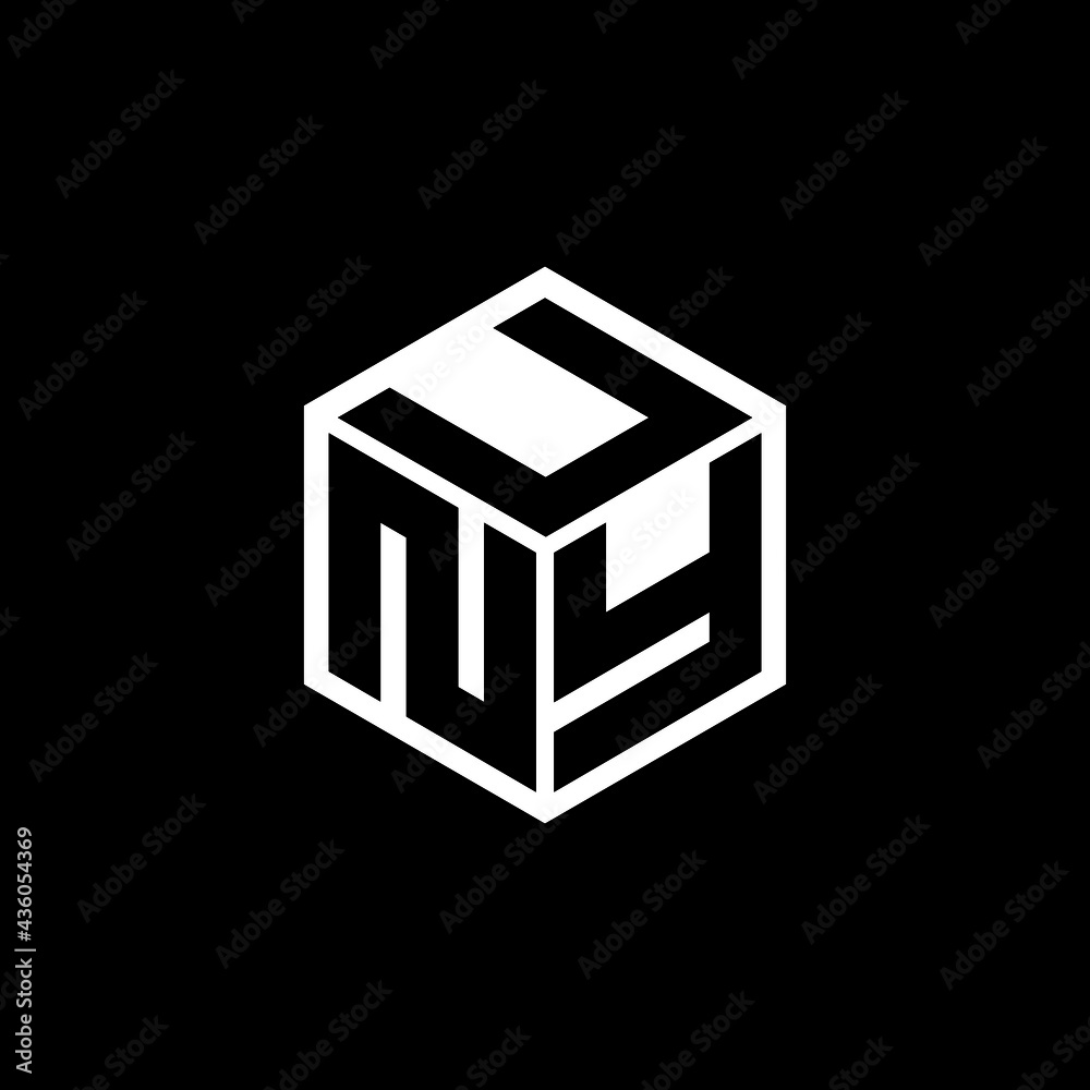 NYU letter logo design with black background in illustrator, vector ...