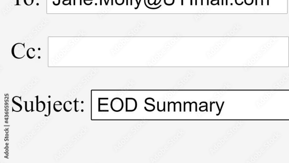 Entering Email Subject Topic EOD Summary in Online Box. Send End Of Day ...