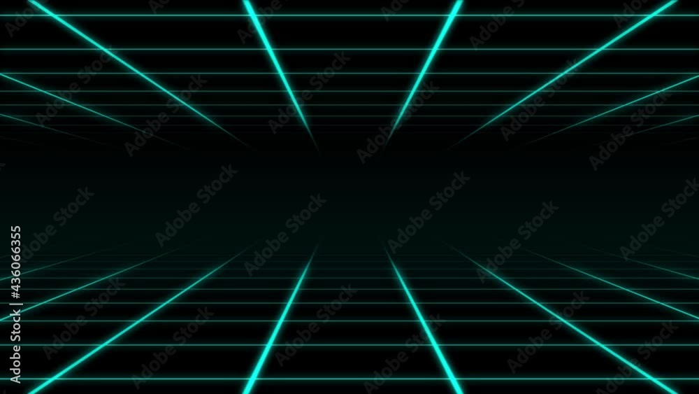Sci-fi Retro 80s Background Animation Loops Featuring Blue Neon Grids ...