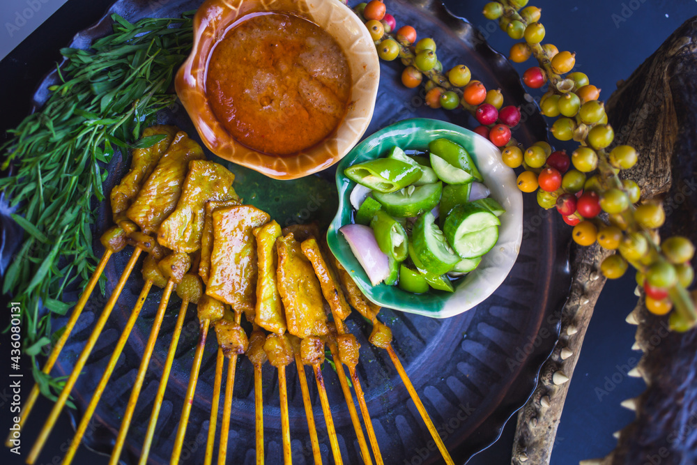 satay, beef satay, chicken satay, pork satay, sauce, appetizer, asian ...