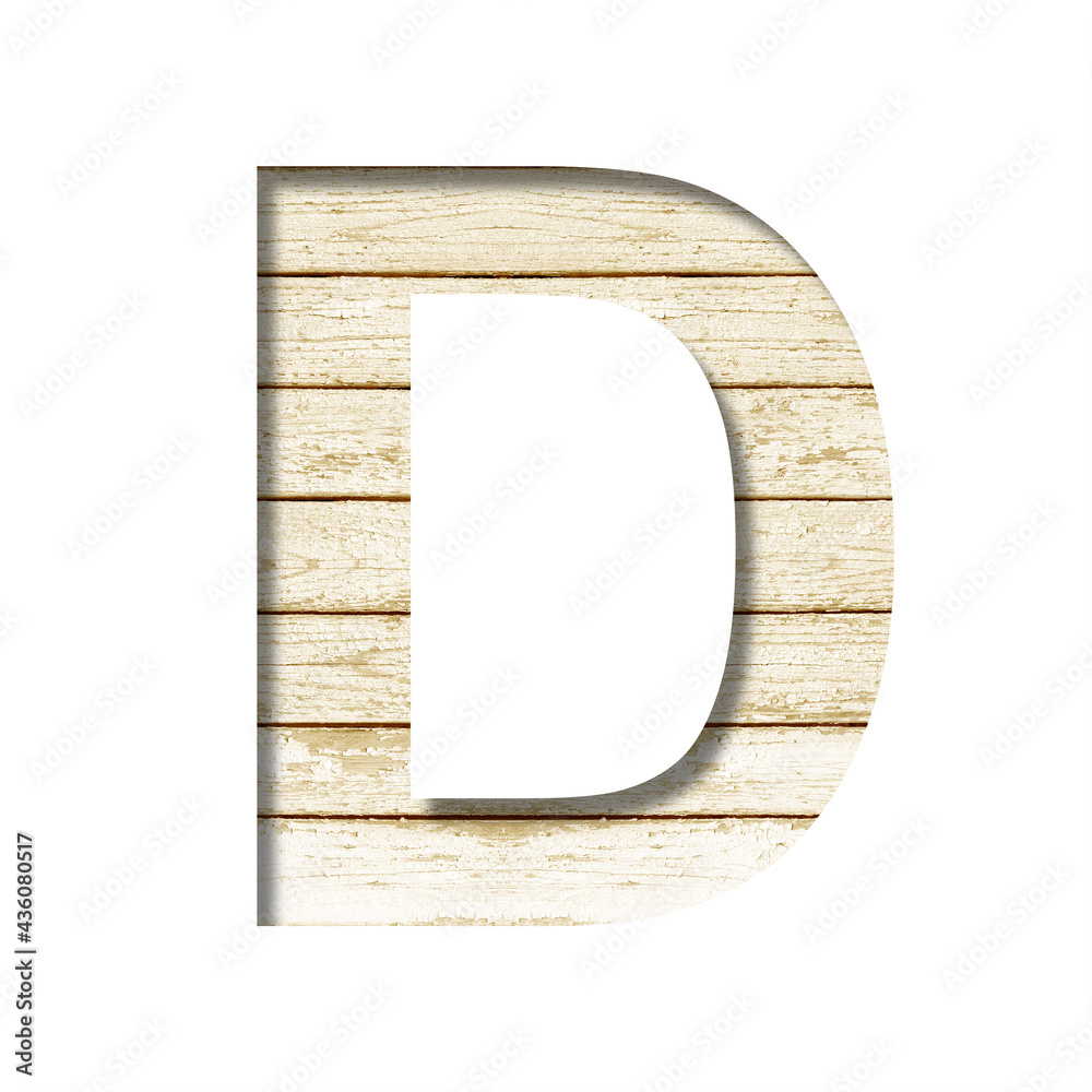 Foto Stock Plank wall font. The letter D cut out of paper on a old ...