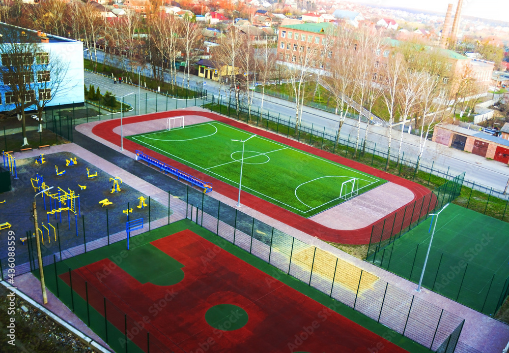 Football stadium, Basketball sports ground, Volleyball court. training ...