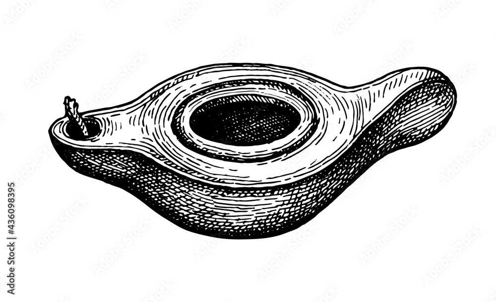 Ancient clay oil lamp. Stock Vector | Adobe Stock