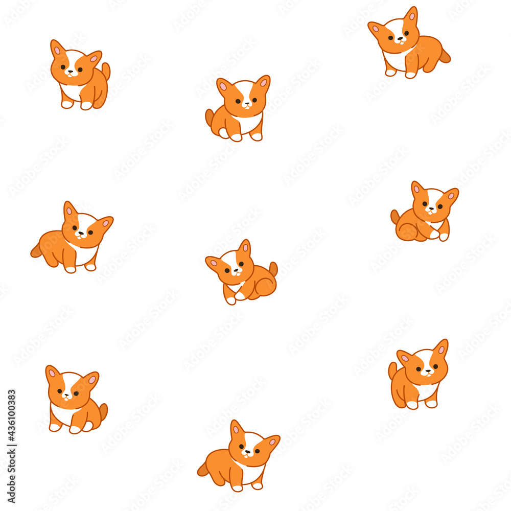 Cartoon happy corgi dog - simple trendy pattern with dogs. Flat vector ...