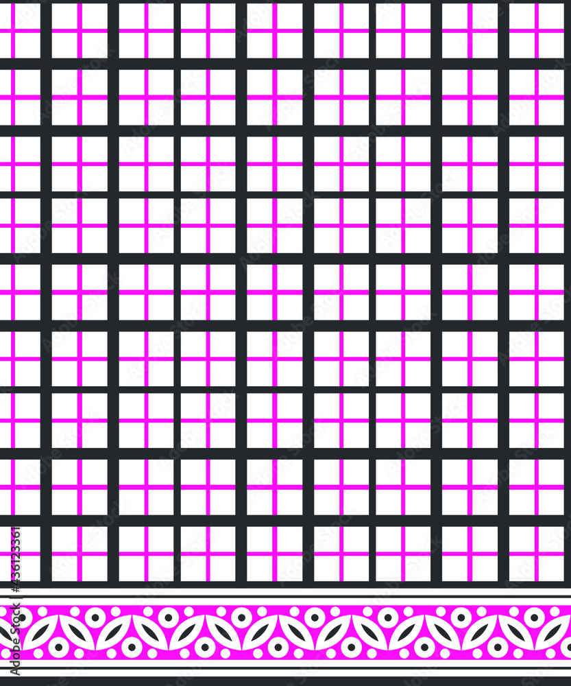 geometric with border design for background, texture, tile fabric print ...