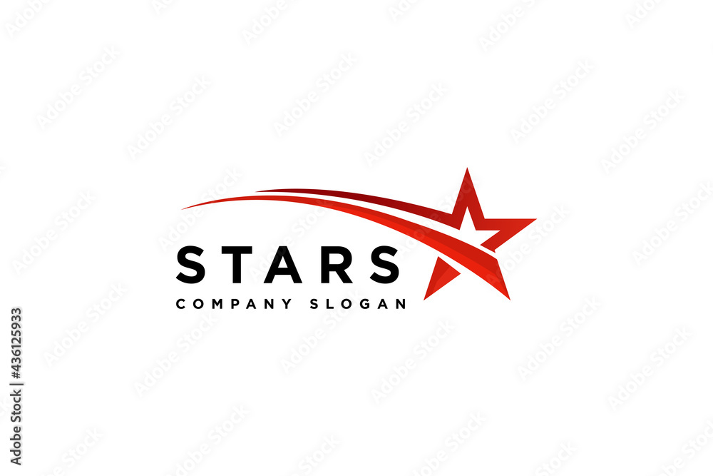 Star with swoosh logo design vector illustration. Star with swoosh logo ...