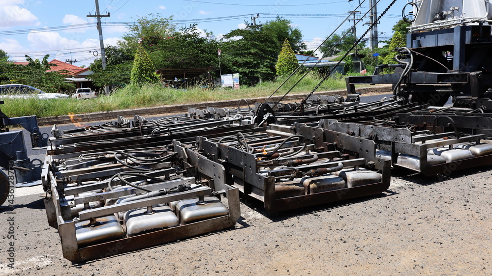 Panel heating machine on street. Heating system of an outdoor ...