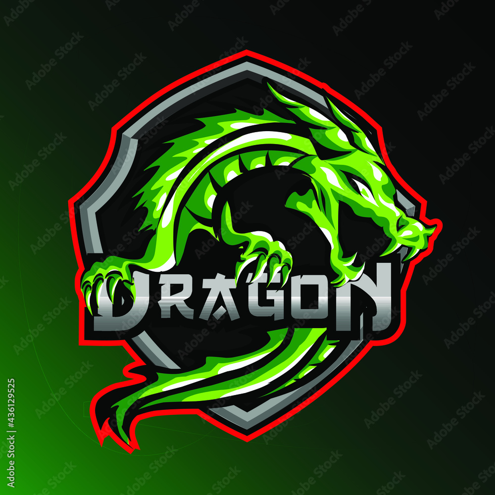 Mythological animals dragon sport esport gaming mascot logo template ...