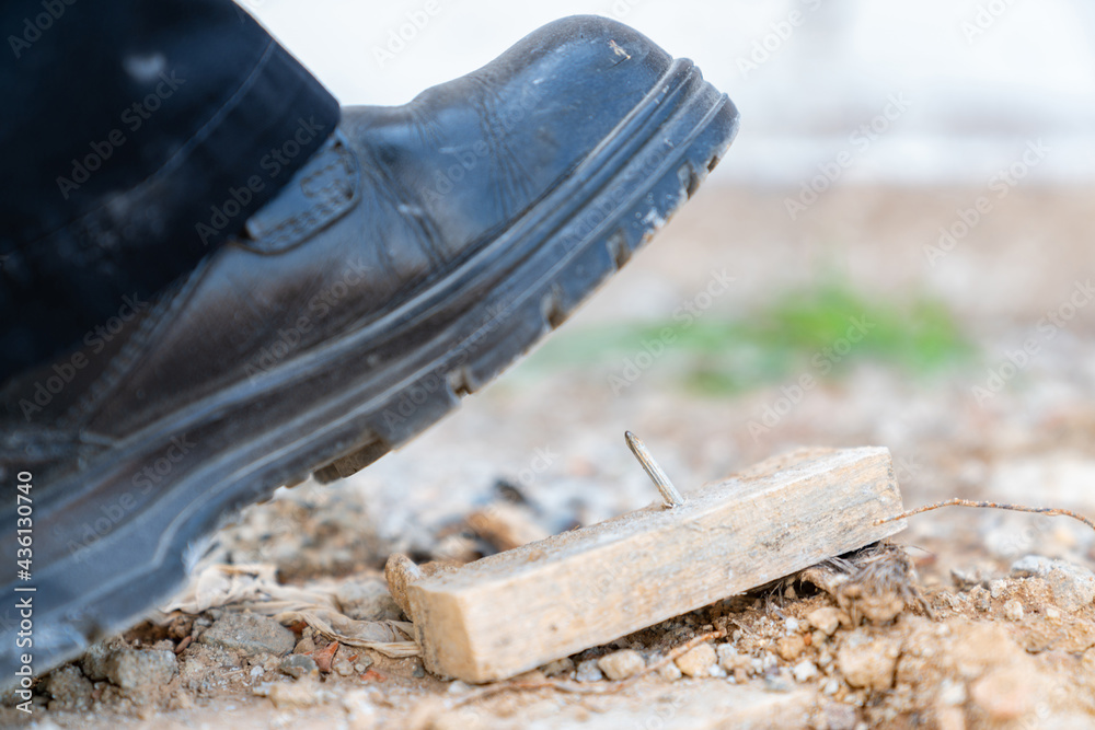 Safety shoes concept to personal protective equipment. Stock Photo ...