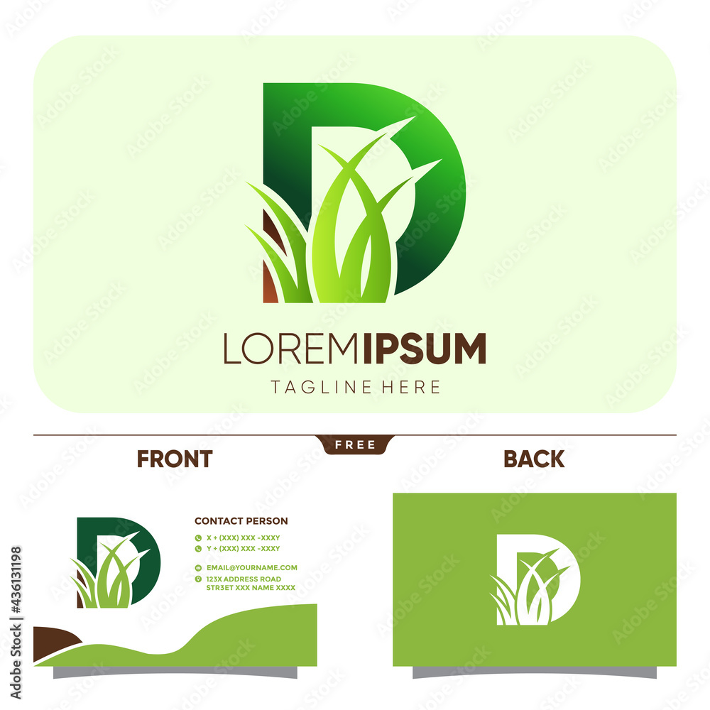 Letter D Grass Logo Design Vector Icon Graphic Illustration Stock Vector Adobe Stock