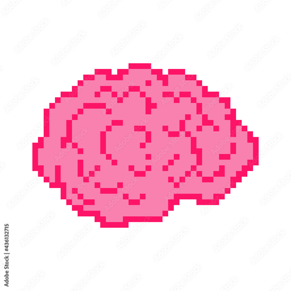Brain pixel art 8 bit. Brains pixelated. vector illustration Stock ...