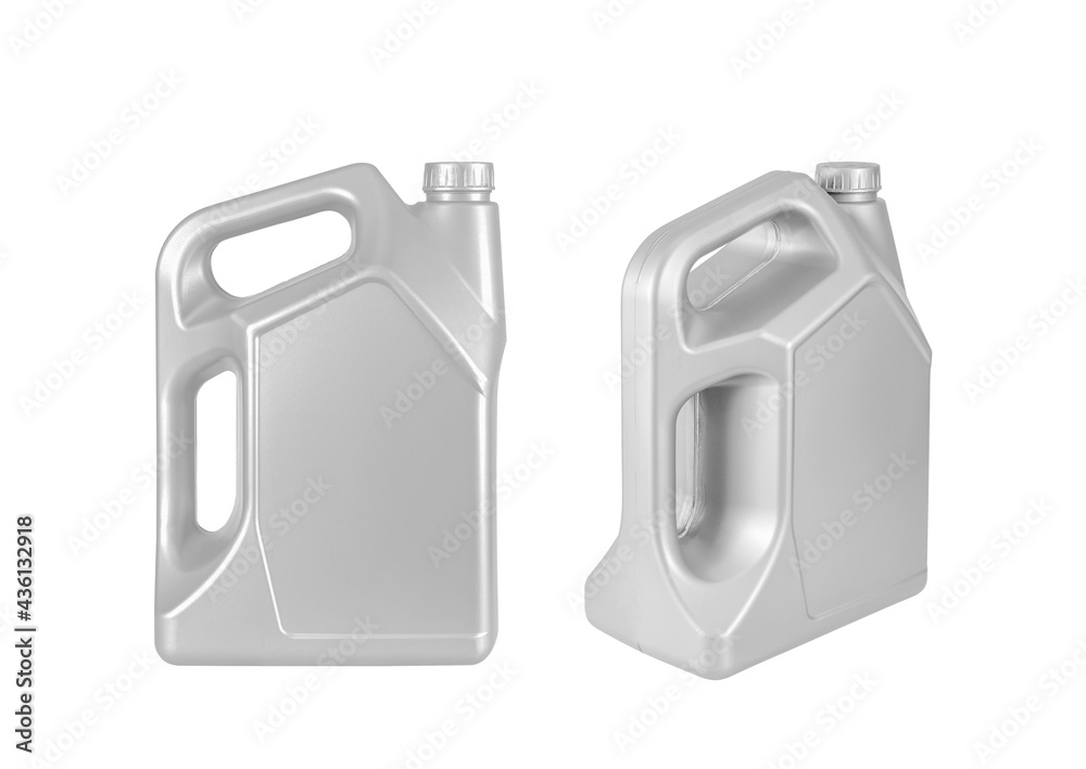 Gray container or gallon for engine oil isolated on white background ...