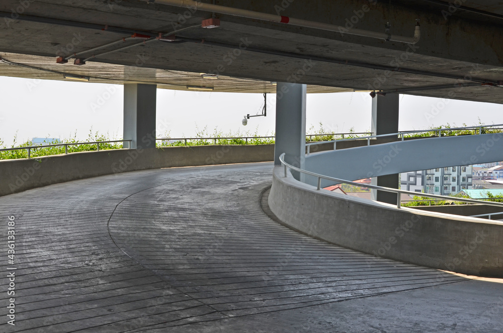 Sharp curve concrete bridge to upstairs of the building Stock Photo ...