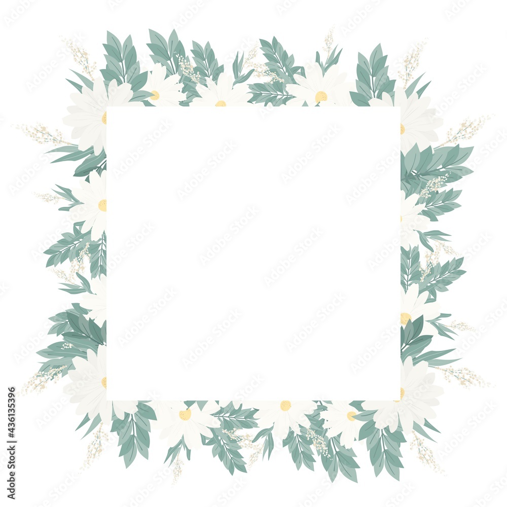 Postcard with flowers and leaves. Design concept for cards, labels and ...