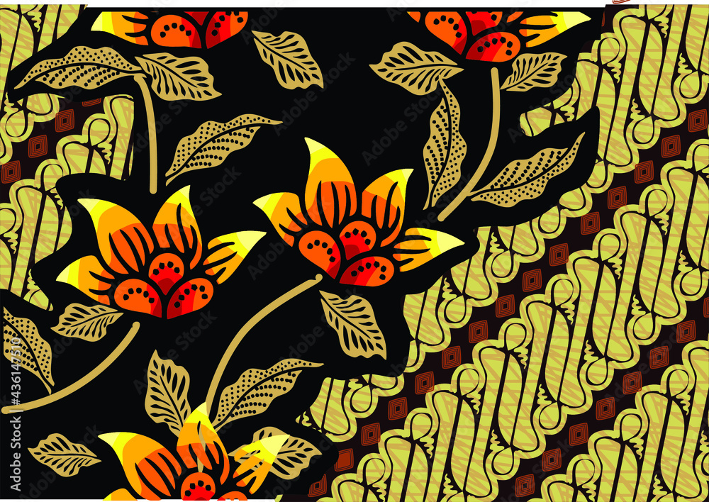 Indonesian batik motifs with very distinctive plant patterns Stock ...