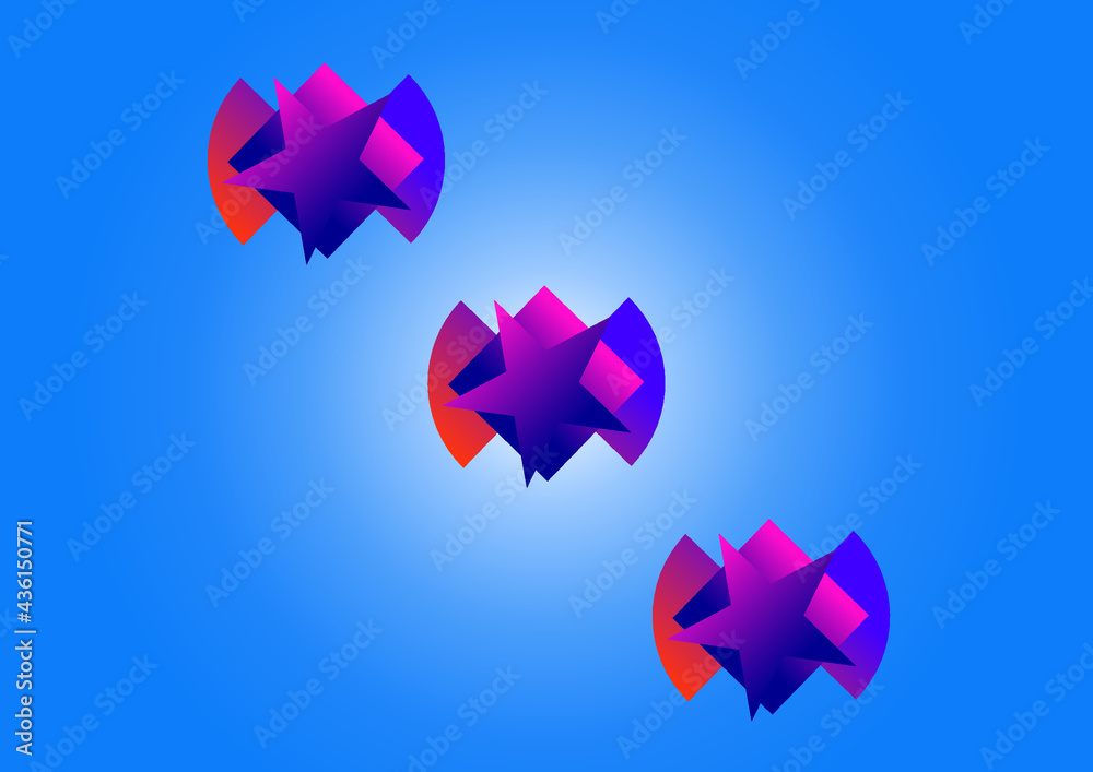 Blue radial vector background with complex star-shaped geometrical ...