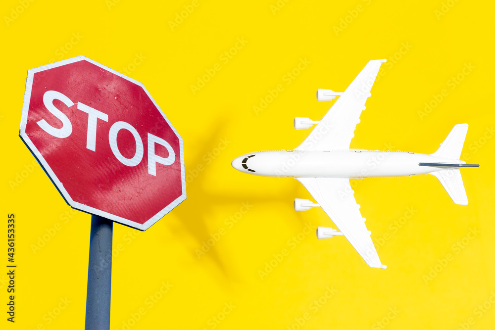 Flight ban and closed borders for tourists and travelers. No-fly zone ...