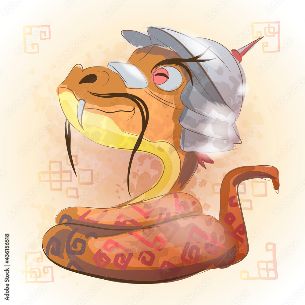 Chinese zodiac animal cartoon. Snake hand drawn character. Vector ...