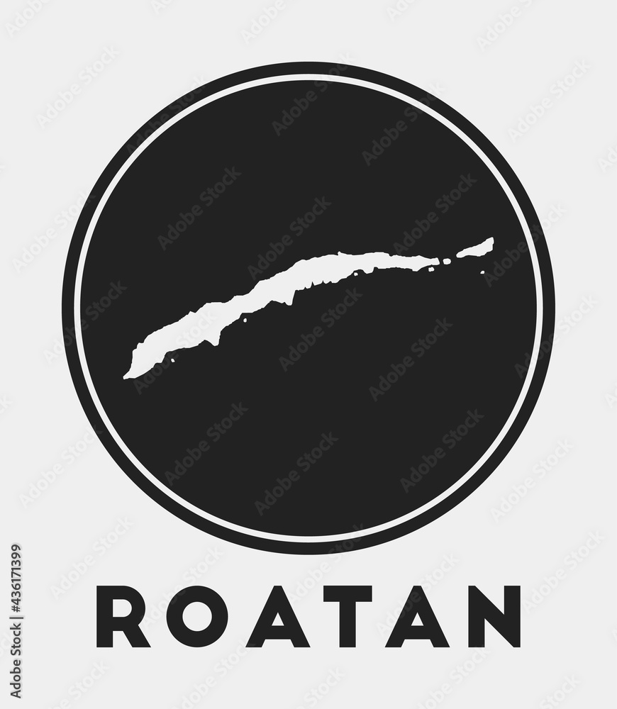 Roatan icon. Round logo with island map and title. Stylish Roatan badge ...
