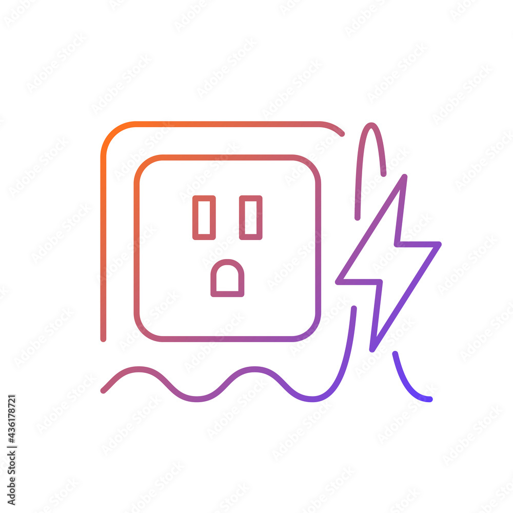 Power surge gradient linear vector icon. Brief overvoltage spikes ...
