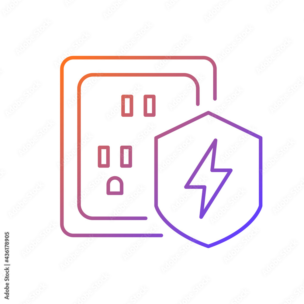 Surge protection gradient linear vector icon. Electrical installation ...