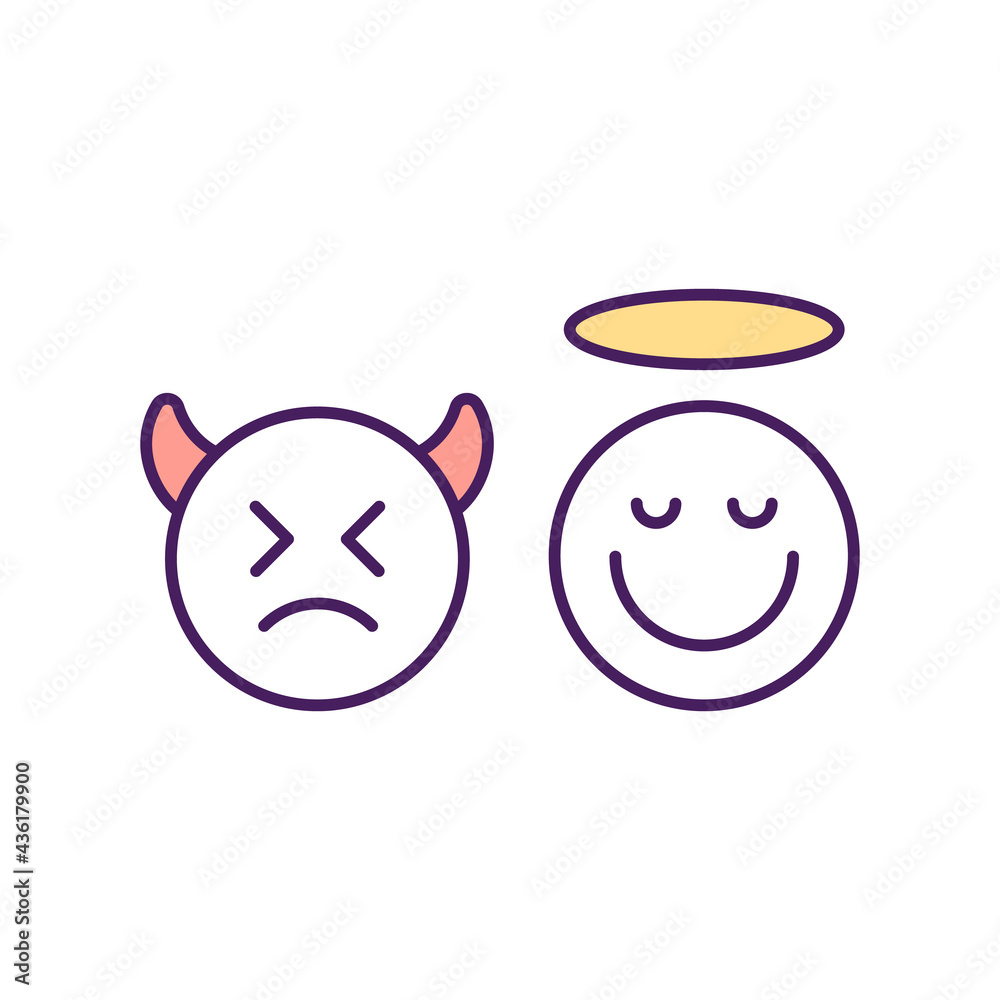 Bad vs good RGB color icon. Isolated vector illustration. Choosing ...